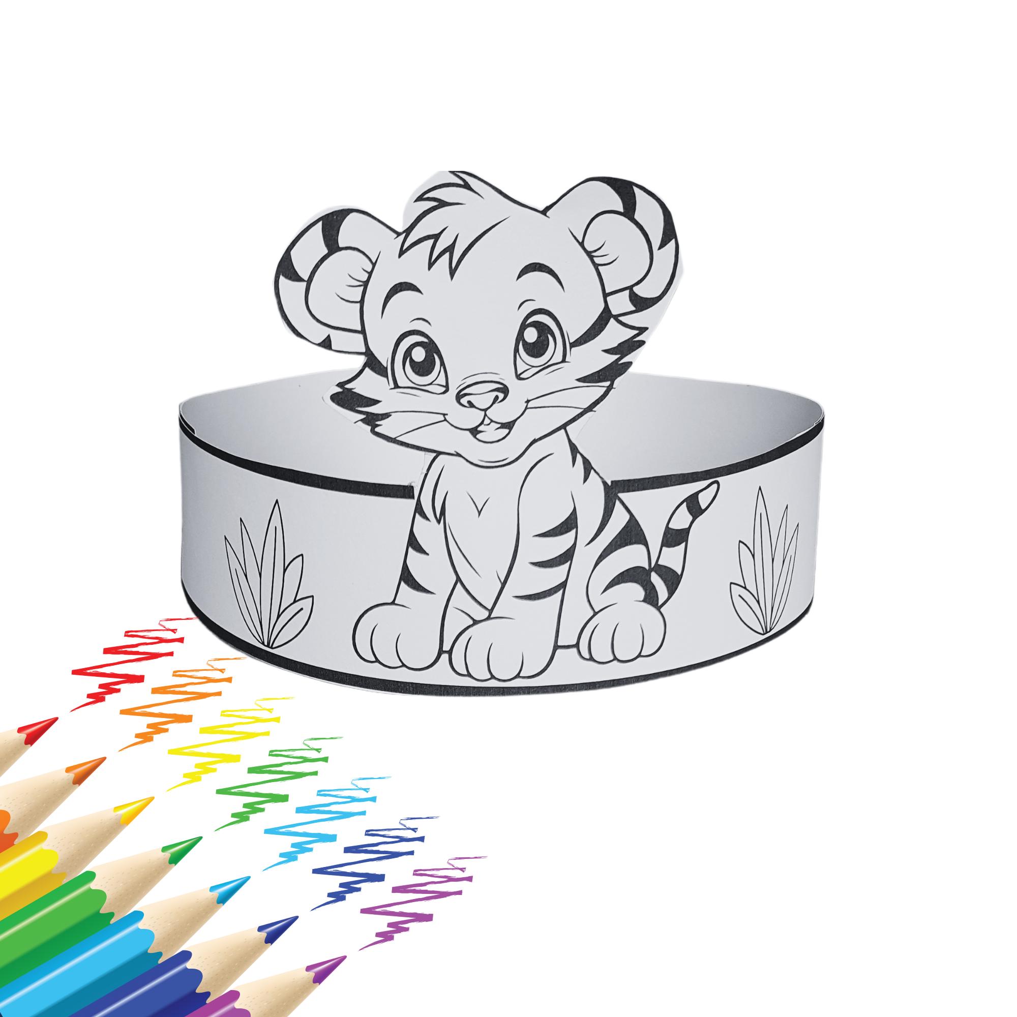 Five Jungle Safari Animals DIY Crown Hats Craft Birthday Party ...