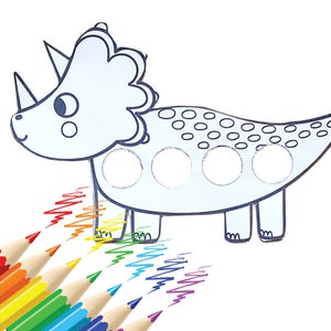 Dinosaur Finger Puppet Easy Paper Card Colouring Coloring Crafts ...