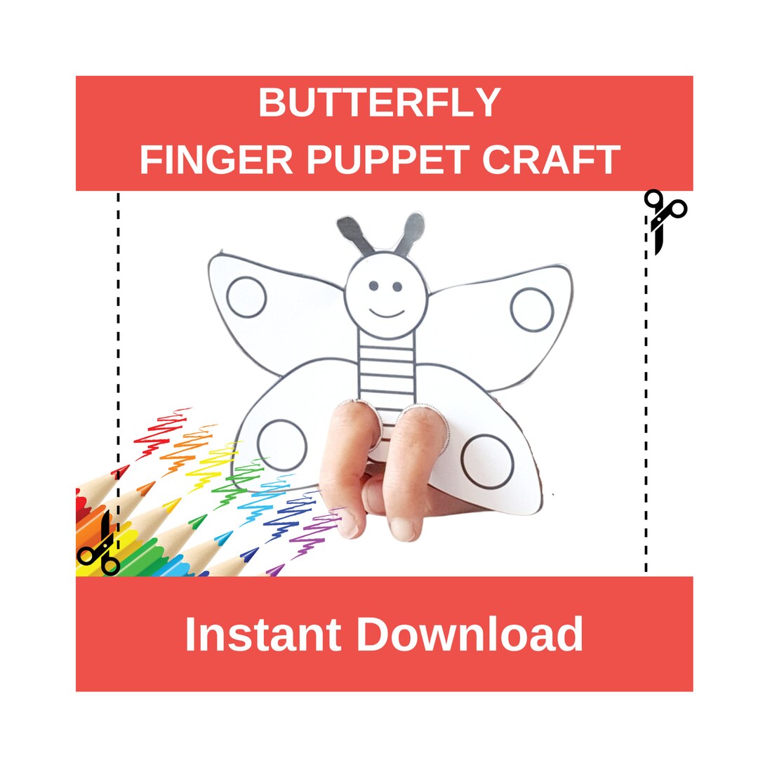 Butterfly Insect Finger Puppet Easy Paper Card Colouring Crafts ...