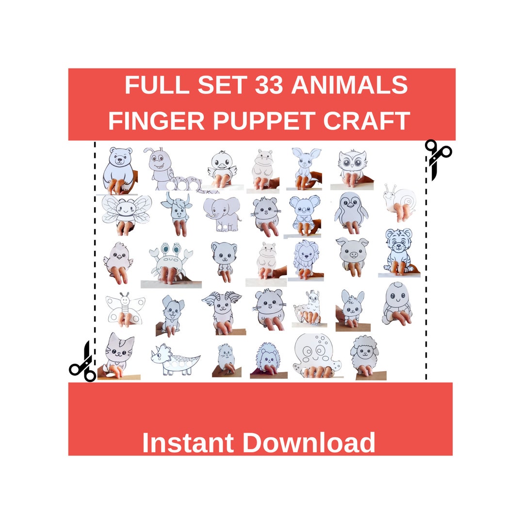 33 DIY Animals Finger Puppet Craft Easy Card Colouring Crafts Printable ...