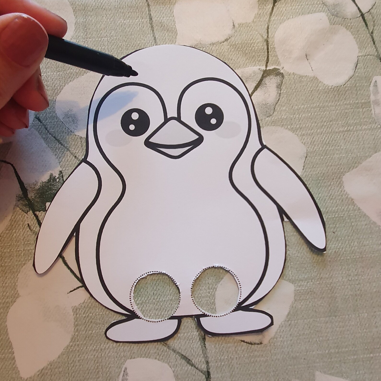 Penguin Finger Puppet Easy Paper Card Colouring Coloring Crafts ...
