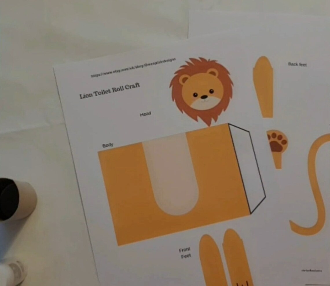 Lion Toilet Roll Paper Craft Printable Kids Kit PDF Craft, Animals ...