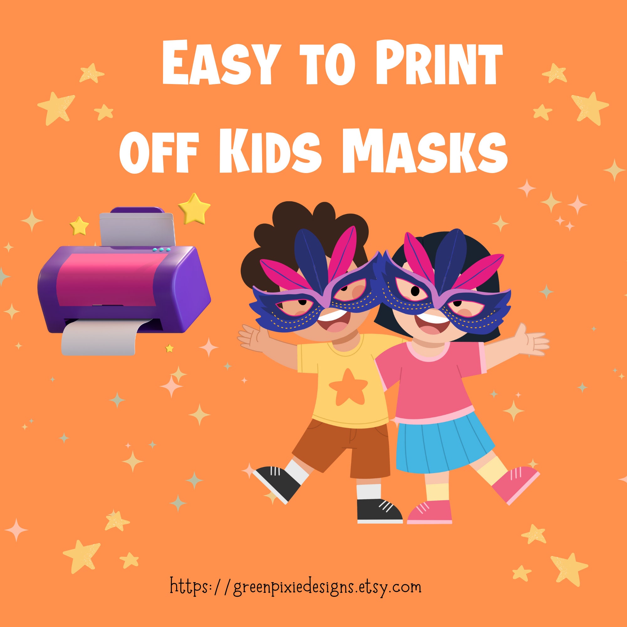 Make Your Own Kids Masquerade Party Costume Mask DIY Printable Birthday ...