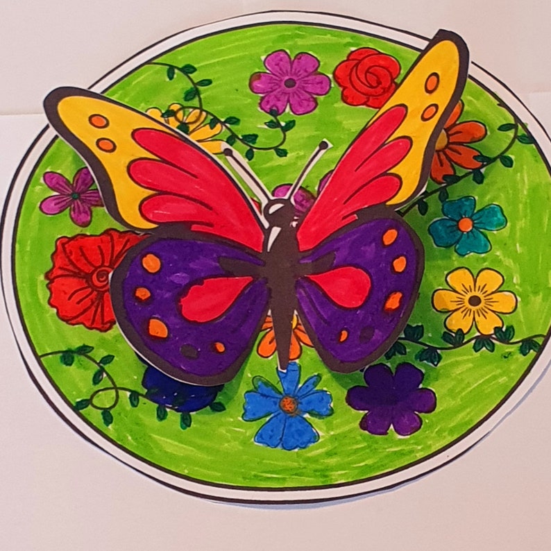 Butterfly Craft 3D Colouring/coloring Printable Four Templates, Art ...