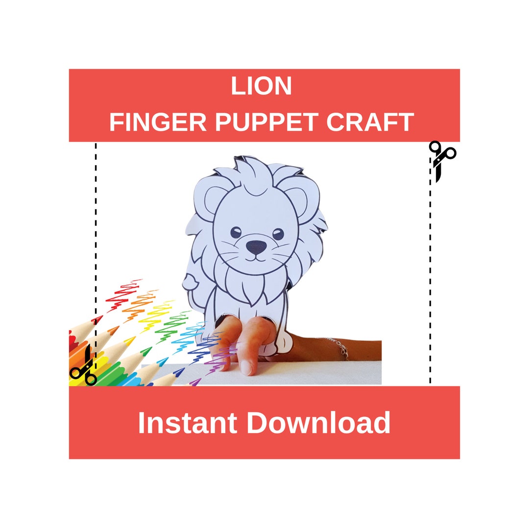 DIY Lion Jungle Animals Finger Puppet Easy Card Colouring Crafts Kit ...