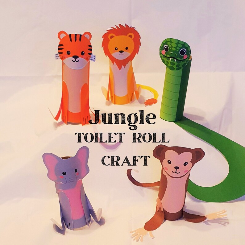Five Jungle Safari Animals Toilet Roll Paper Crafts Printable Kids Kit ...