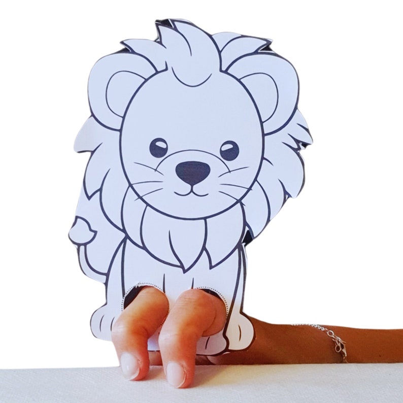 DIY Lion Jungle Animals Finger Puppet Easy Card Colouring Crafts Kit ...