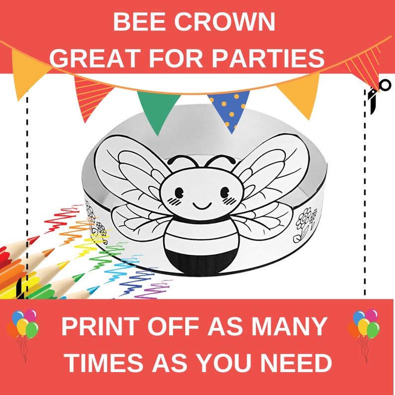 DIY Bee Insect Animal Crown Birthday Party Decoration Costume Printable ...