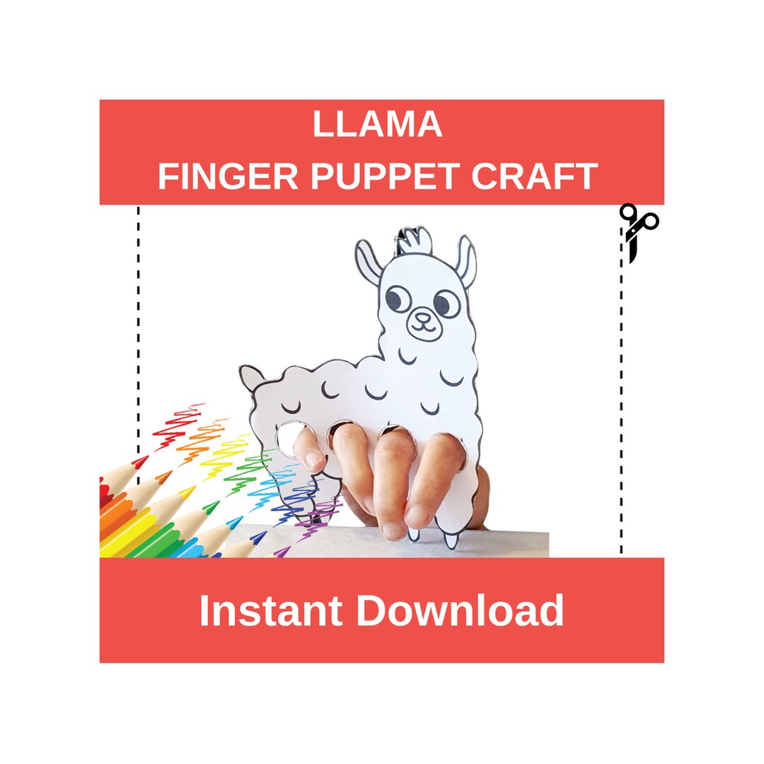 Llama Pet Finger Puppet Easy Paper Card Colouring Crafts Printable Kids ...
