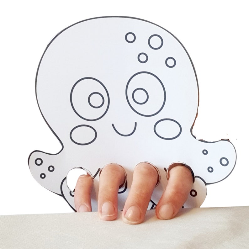 2 Sea Underwater Ocean Animals Finger Puppet Set Easy Card Colouring ...