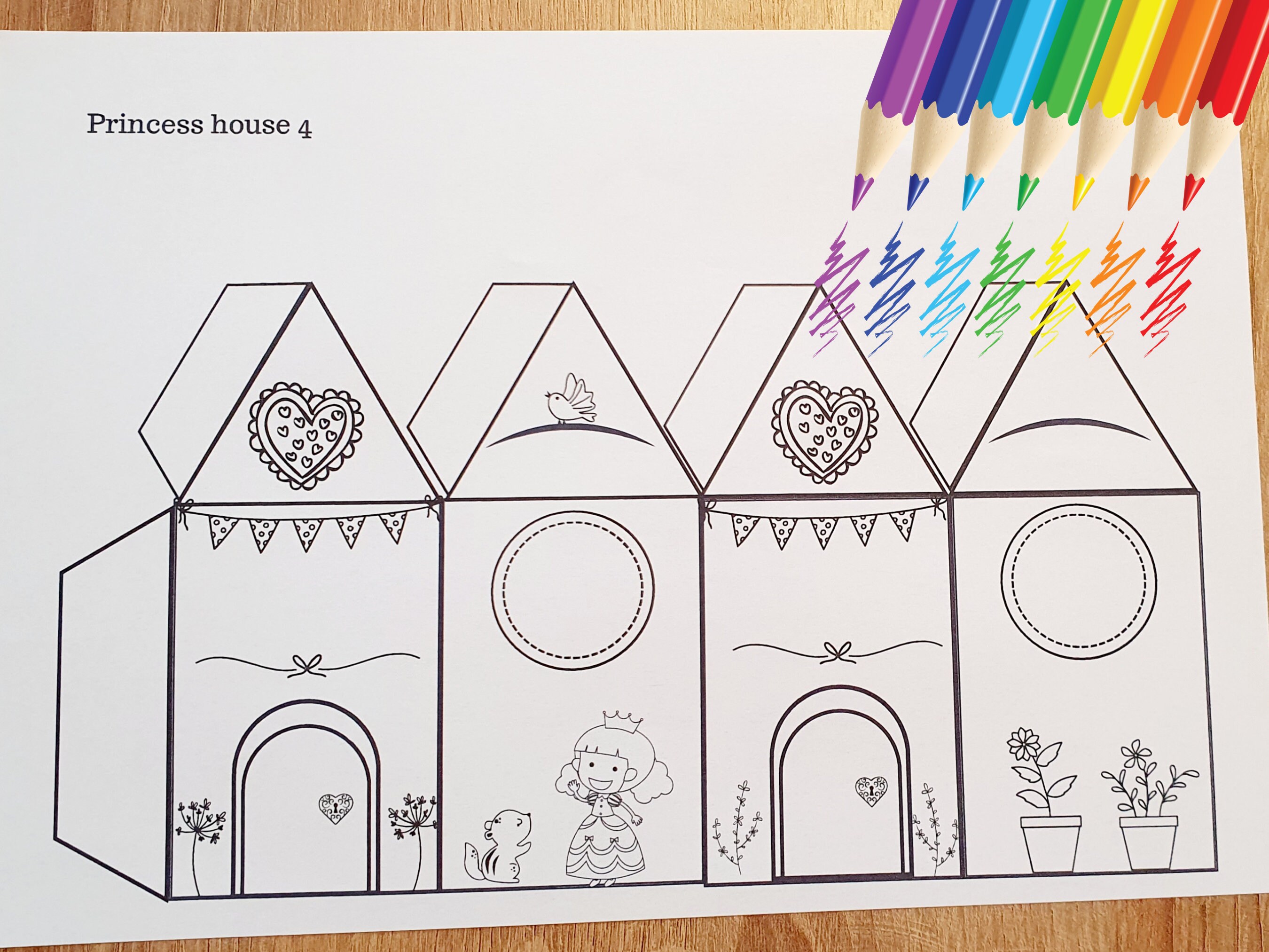 Princess Houses 3D Colouring/coloring Printable Templates - Etsy