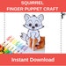 DIY Squirrel Finger Puppet: Kids Coloring Craft Kit (PDF) - Etsy