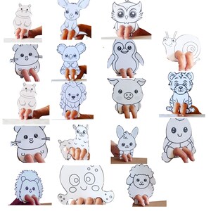 33 DIY Animals Finger Puppet Craft Easy Card Colouring Crafts Printable ...