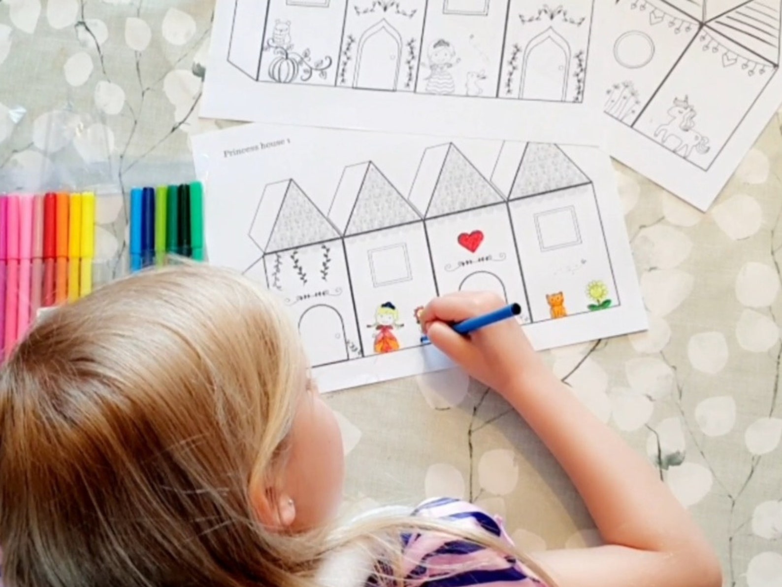 Princess Houses 3D Coloring Printable: Paper Craft Activity (PDF ...