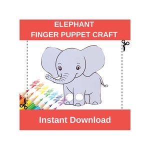 DIY Elephant Jungle Animals Finger Puppet Easy Card Colouring Crafts ...