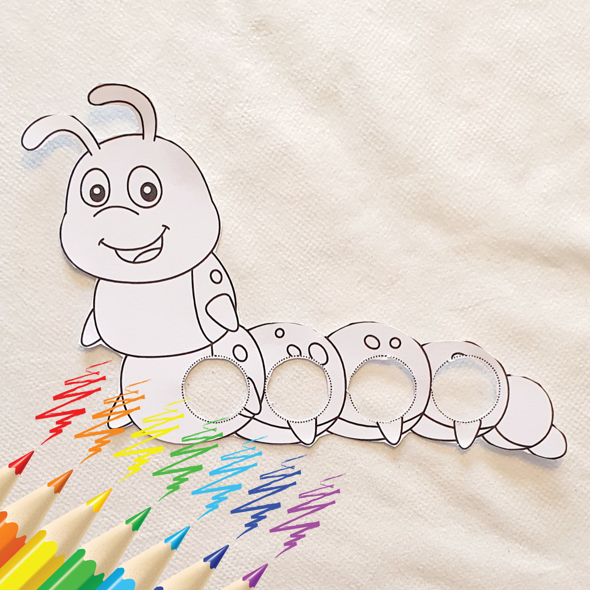 Caterpillar Insect Finger Puppet Easy Paper Card Colouring Crafts ...