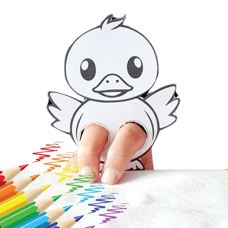 Duck Chick Finger Puppet: Printable Colouring Craft (PDF) - Etsy