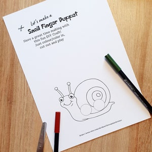 Snail Insect Finger Puppet Easy Paper Card Colouring Crafts Printable ...