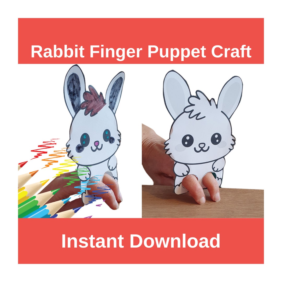 Rabbit Finger Puppet: Printable Paper Craft for Kids (PDF) - Etsy