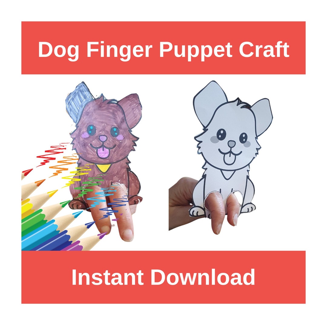 Dog Pet Finger Puppet Easy Paper Card Colouring Coloring Crafts ...