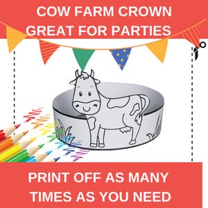 DIY Cute Cow Farm Animals Crown Birthday Party Decoration Costume ...