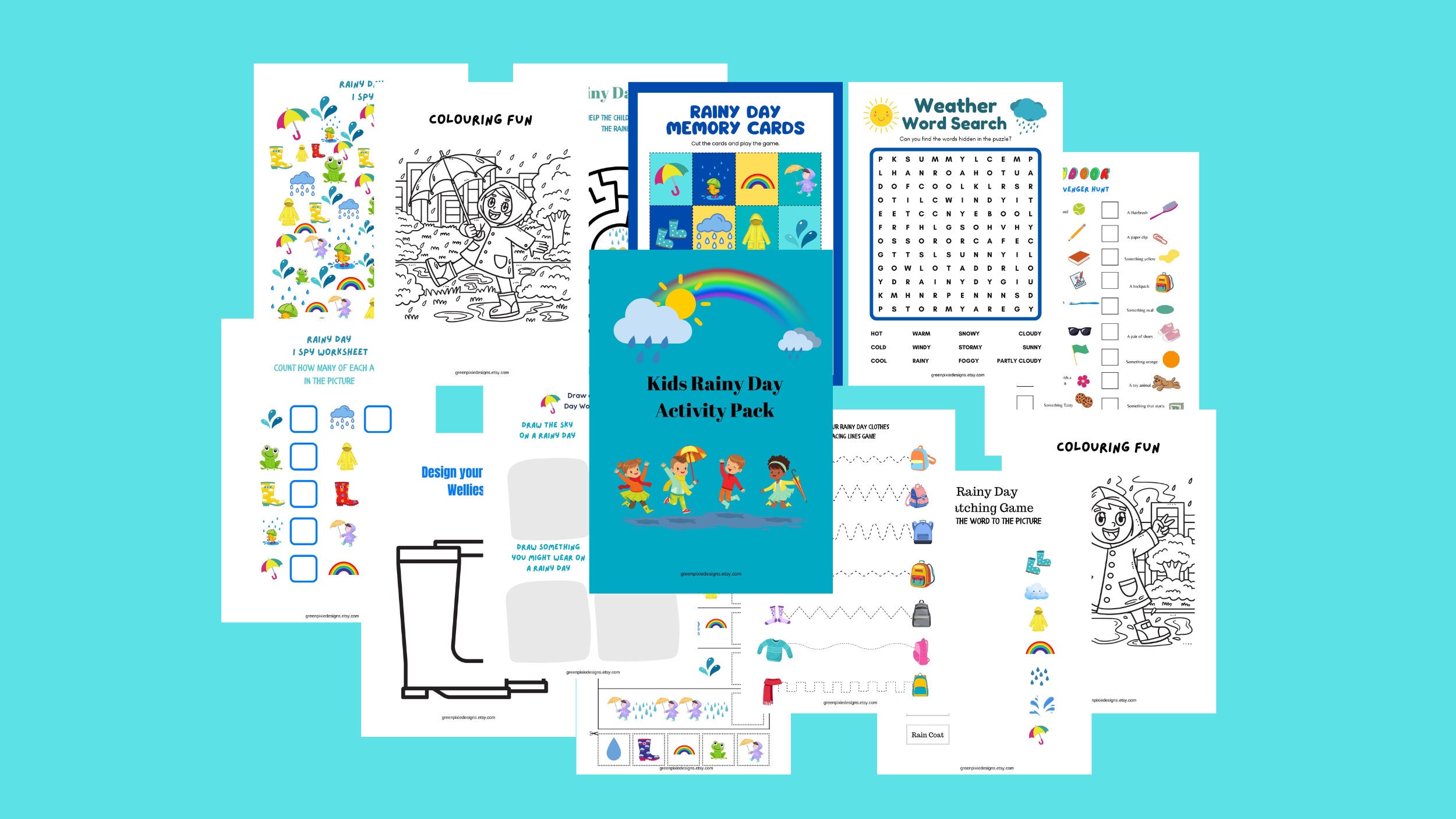 Kids Rainy Day Activity Pack Printable, DIGITAL DOWNLOAD, Preschool ...