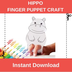 DIY Hippo Safari Jungle Animals Finger Puppet Easy Card Colouring ...