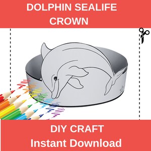 DIY Dolphin Crown: Printable Colouring Party Hat (PDF Download) - Etsy