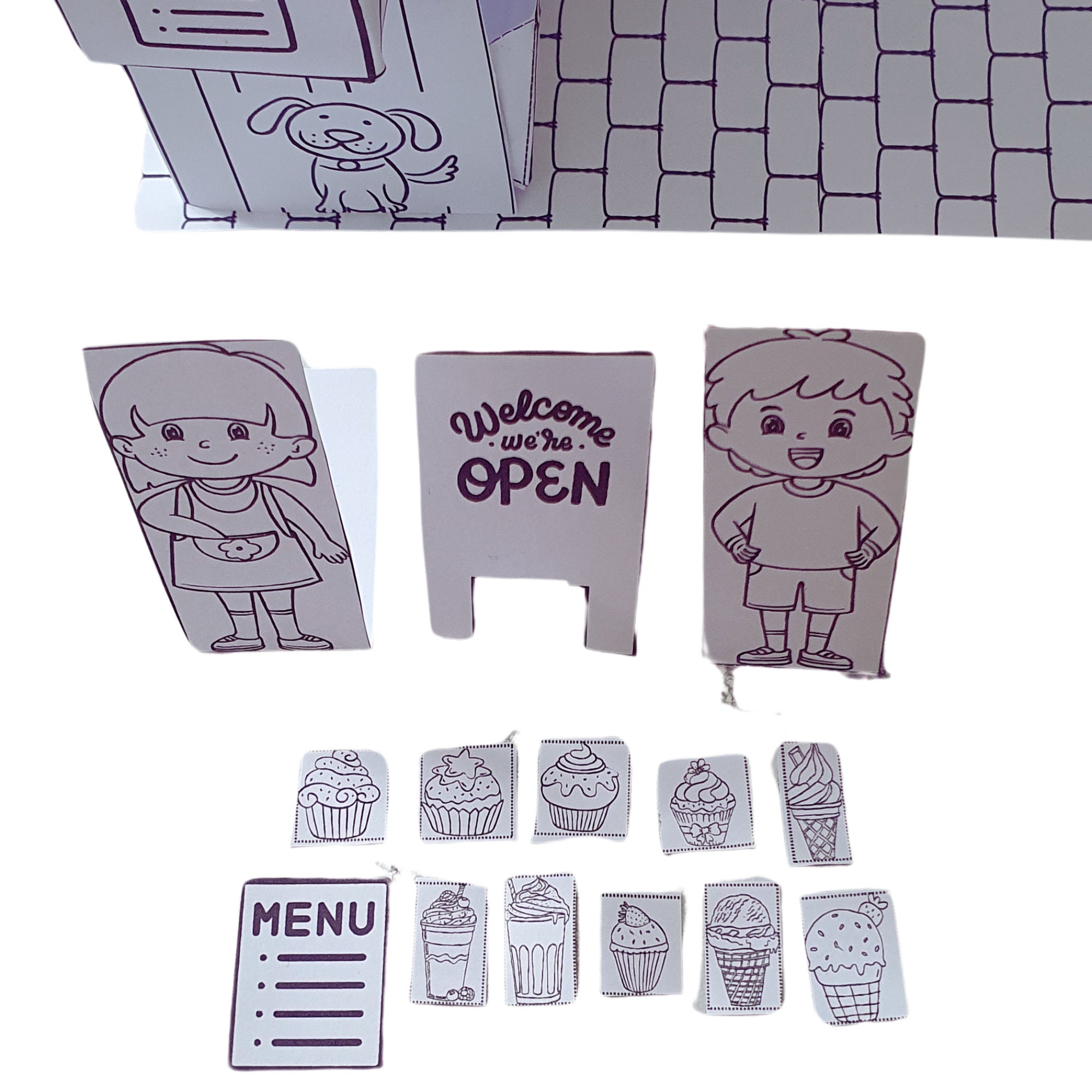 Café Restaurant Shop 3d Kids Craft Cut Out and Make Colouring/coloring ...
