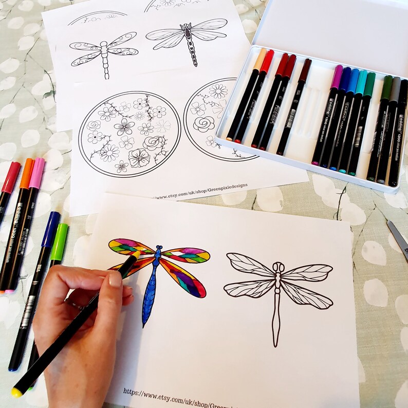 Dragonfly Craft 3D Colouring/coloring Printable Four Templates, Art ...