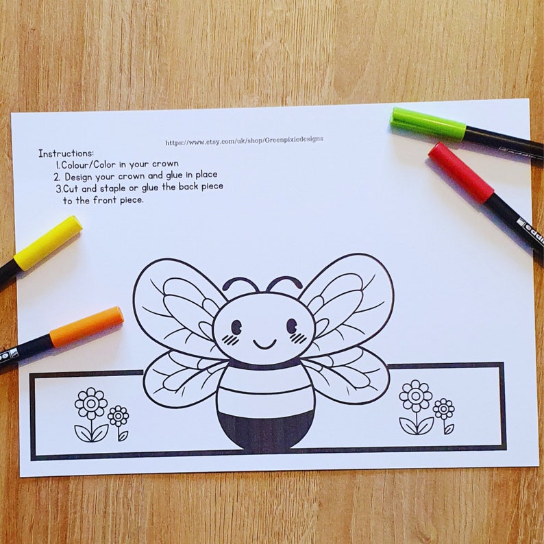 DIY Bee Insect Animal Crown Birthday Party Decoration Costume Printable ...