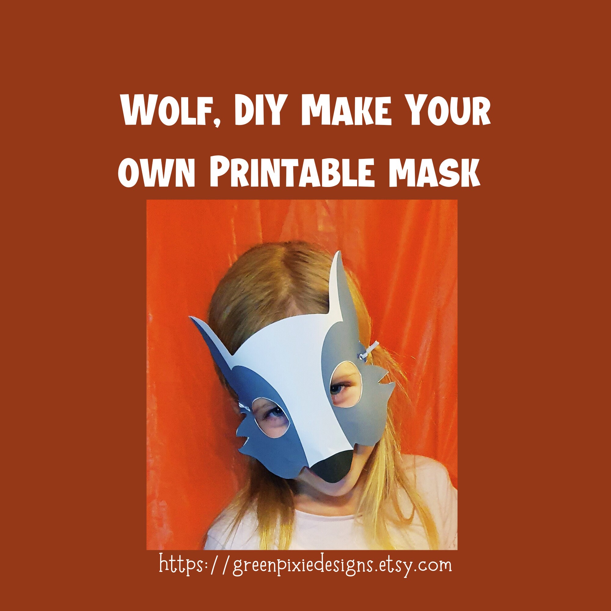 Make Your Own Wolf Animal Costume Mask Masquerade DIY Printable Party ...