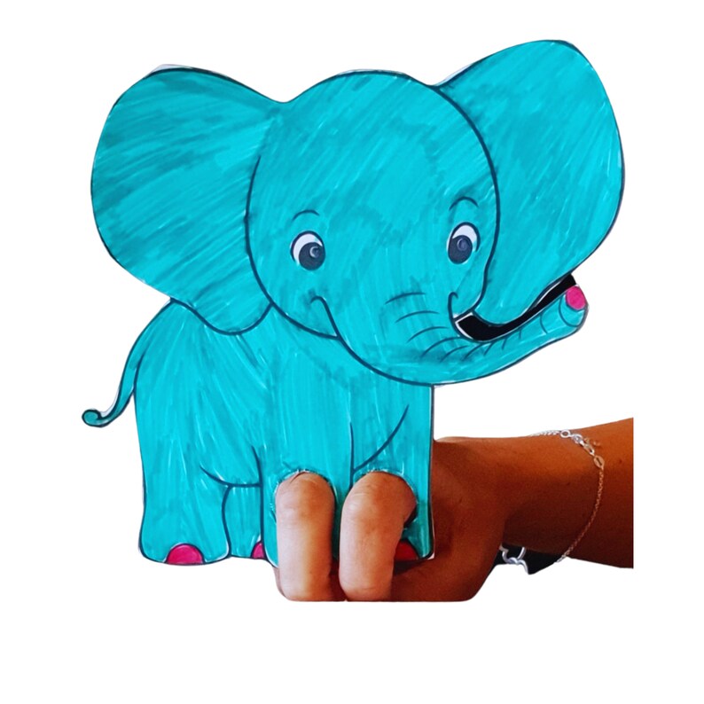 DIY Elephant Jungle Animals Finger Puppet Easy Card Colouring Crafts ...