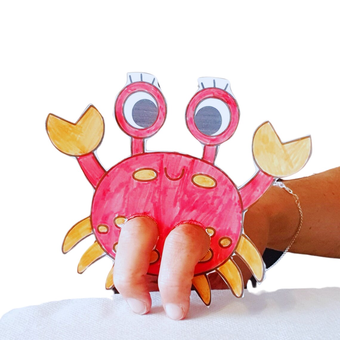 2 Sea Underwater Ocean Animals Finger Puppet Set Easy Card Colouring ...
