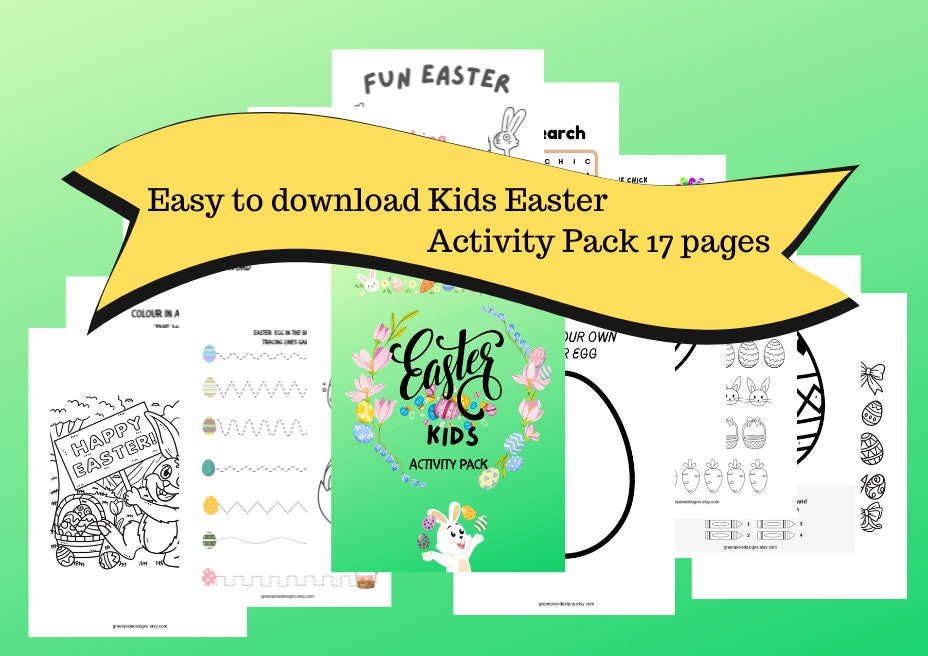 Kids Easter Activity Pack Printable, DIGITAL DOWNLOAD, Preschool ...