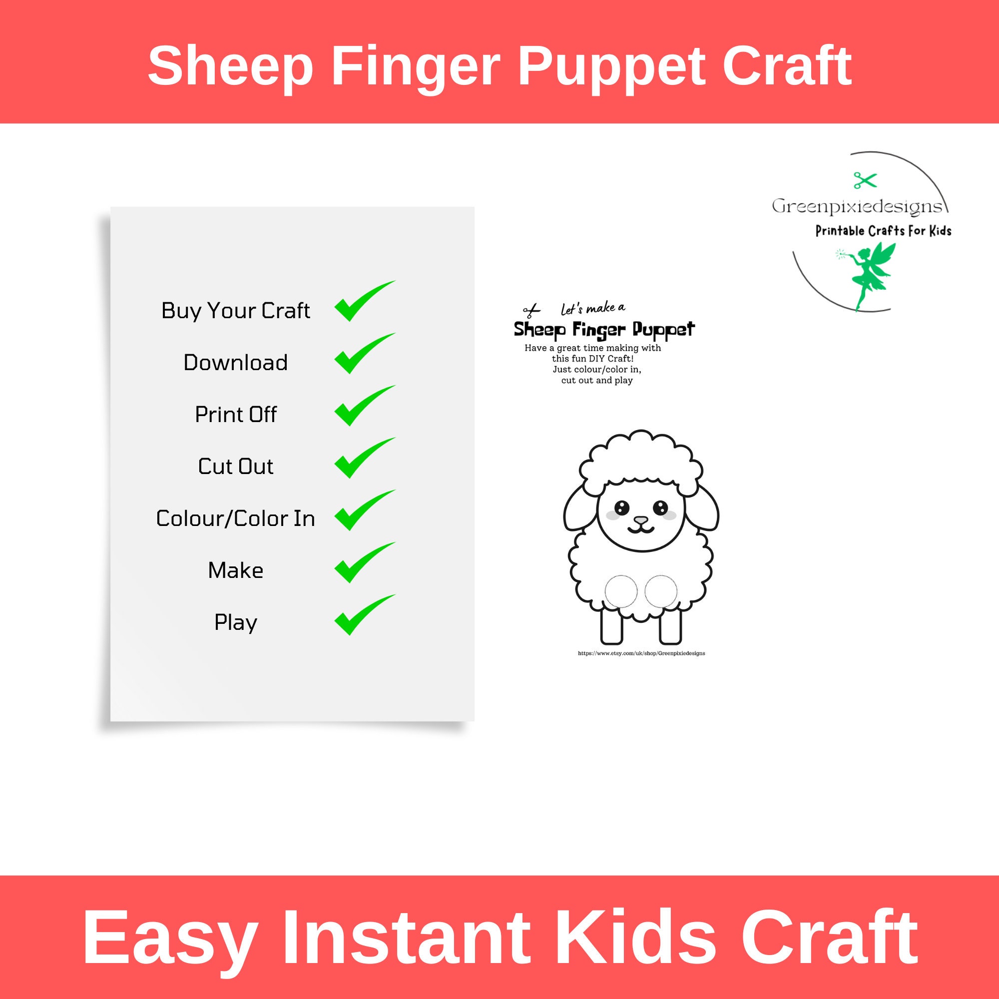 Sheep Farm Finger Puppet Easy Paper Card Colouring Coloring Crafts ...
