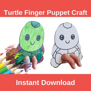Turtle Finger Puppet Easy Paper Card Colouring Coloring Crafts ...