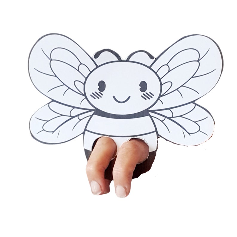 Bee Insect Finger Puppet Easy Paper Card Colouring Crafts Printable ...
