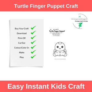 Turtle Finger Puppet Easy Paper Card Colouring Coloring Crafts ...