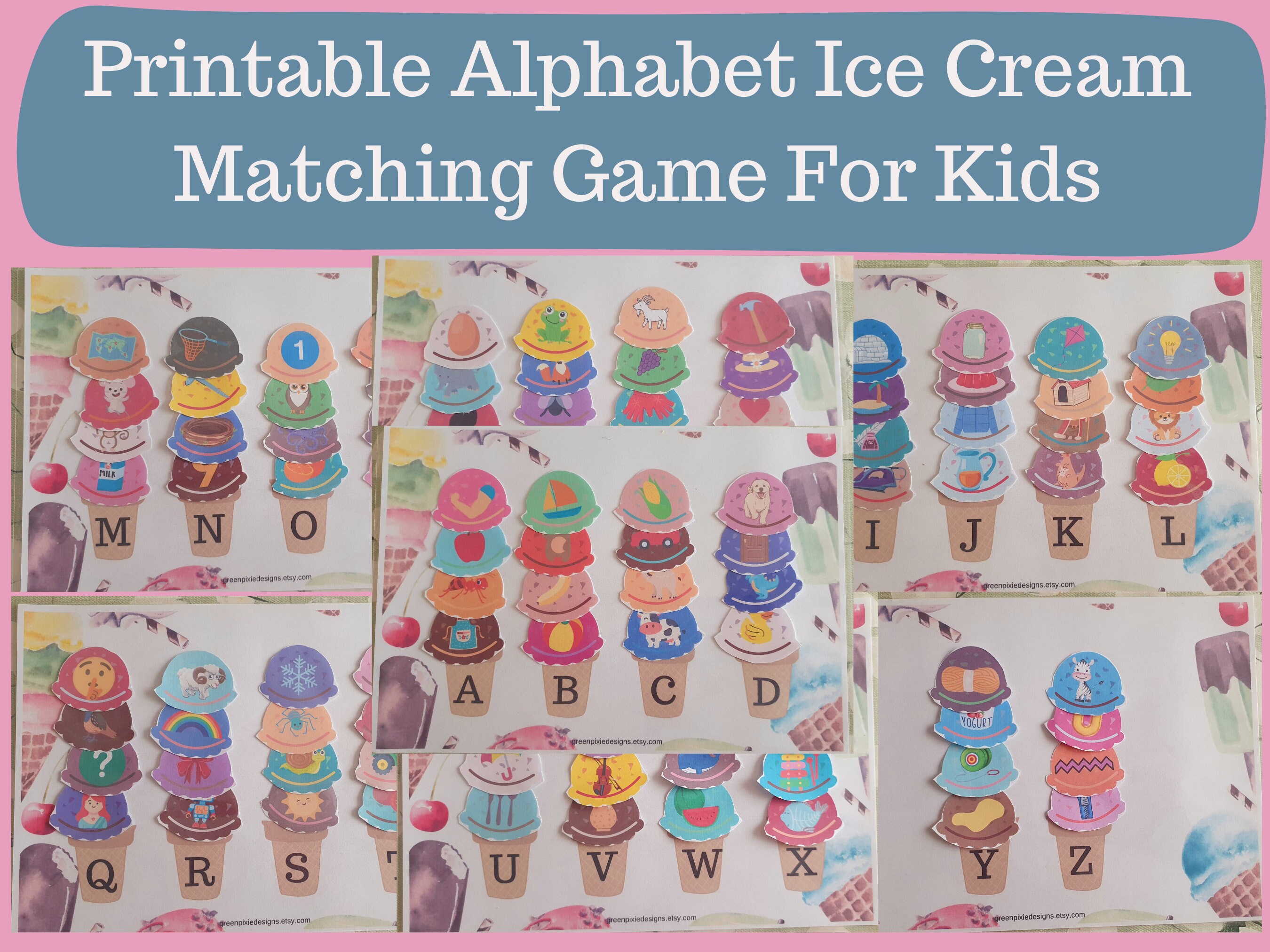 Alphabet Ice Cream Matching Game for Early Years Phonics, Toddlers ...
