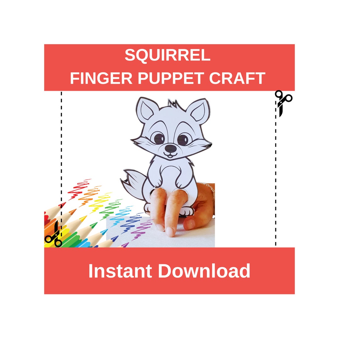 DIY Squirrel Woodland Animals Finger Puppet Easy Card Colouring Crafts ...