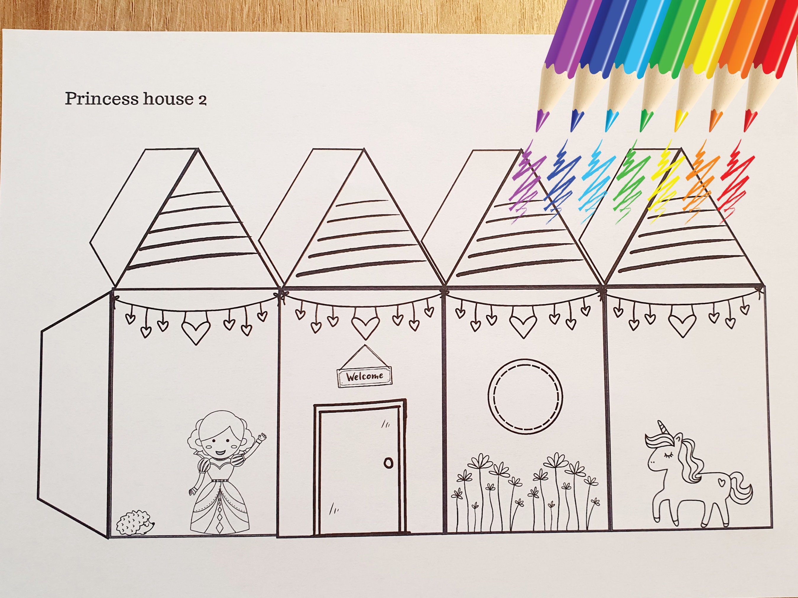 Princess Houses 3D Colouring/coloring Printable Templates - Etsy UK
