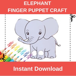 DIY Elephant Jungle Animals Finger Puppet Easy Card Colouring Crafts ...