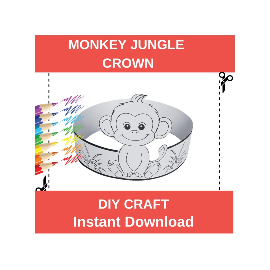 DIY Cute Monkey Jungle Safari Animals Crown Birthday Party Decoration ...