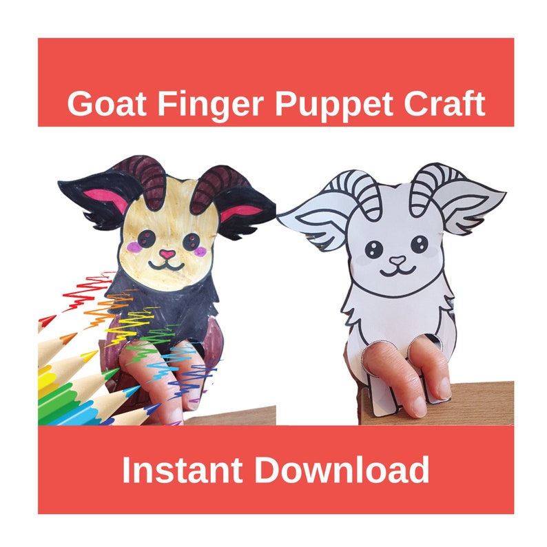 Goat Farm Finger Puppet Easy Paper Card Colouring Coloring Crafts ...