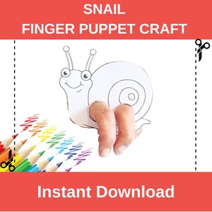 Snail Insect Finger Puppet Easy Paper Card Colouring Crafts Printable ...