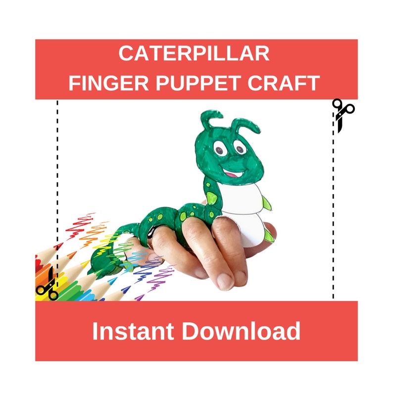 Caterpillar Insect Finger Puppet Easy Paper Card Colouring Crafts ...