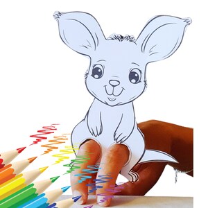 2 Australian Animals Finger Puppet Set Easy Card Colouring Crafts ...