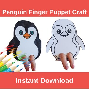 Penguin Finger Puppet Easy Paper Card Colouring Coloring Crafts ...