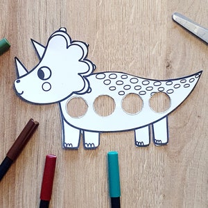 Dinosaur Finger Puppet Easy Paper Card Colouring Coloring Crafts ...